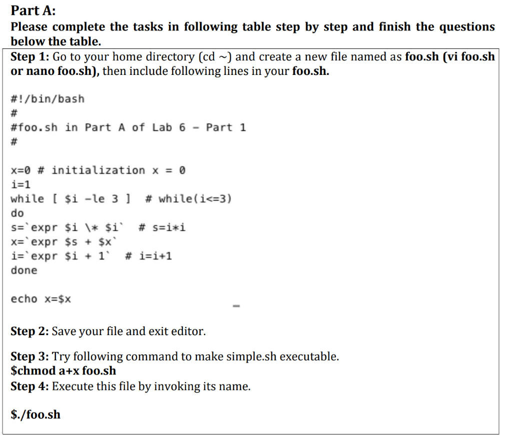 Solved Part A: Please complete the tasks in following table | Chegg.com