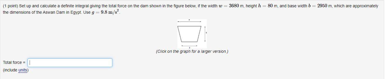 Solved (1 point) Set up and calculate a definite integral | Chegg.com