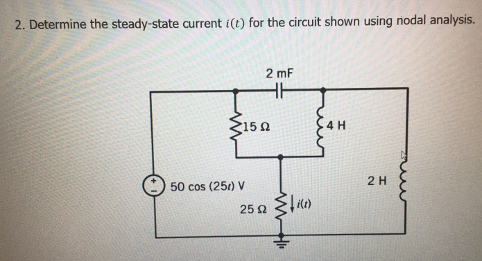 Solved 2. Determine the steady-state current i(t) for the | Chegg.com