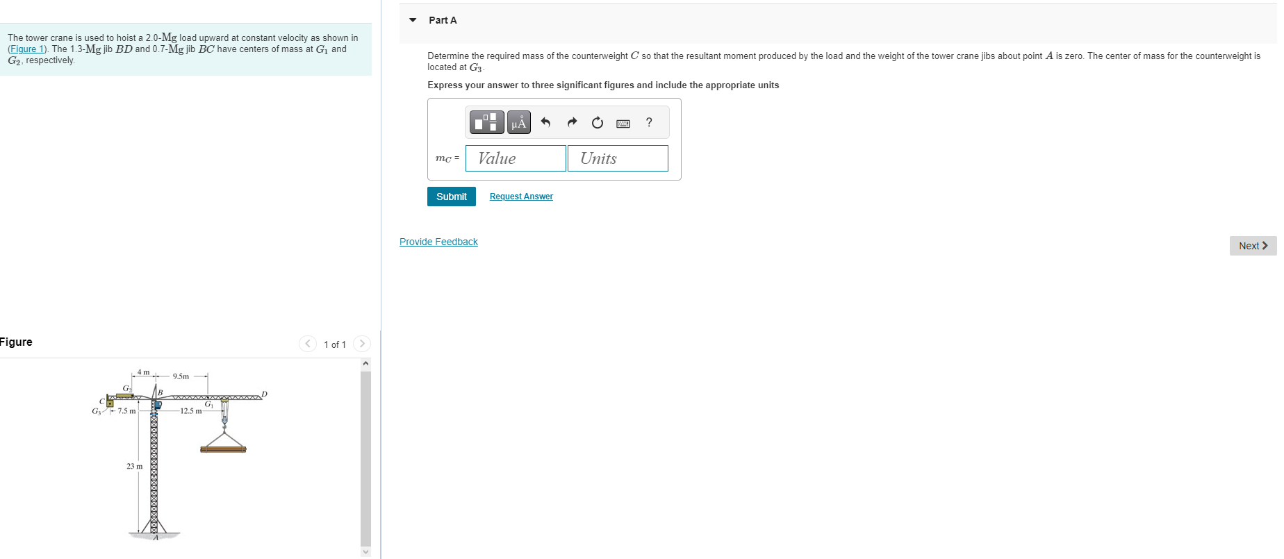 Solved The tower crane is used to hoist a 2.0−Mg load upward | Chegg.com