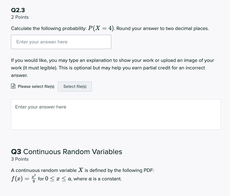 Solved Q2 Discrete Random Variables 4 Points The discrete | Chegg.com