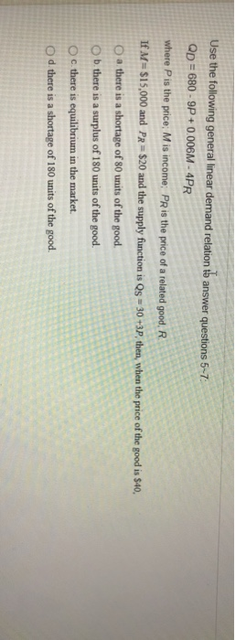 Solved Use the following general linear demand relation to | Chegg.com