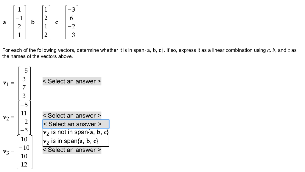 Solved a = b C= For each of the following vectors, determine | Chegg.com