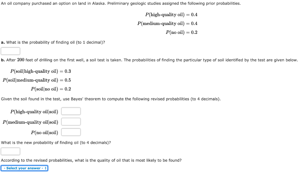 Solved An oil company purchased an option on land in Alaska. | Chegg.com