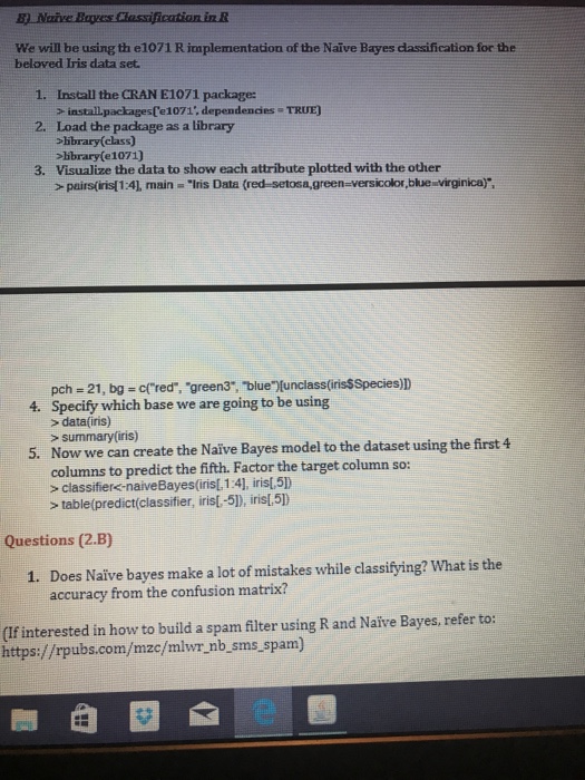 Solved We will be using th e1071 R implementation of the | Chegg.com