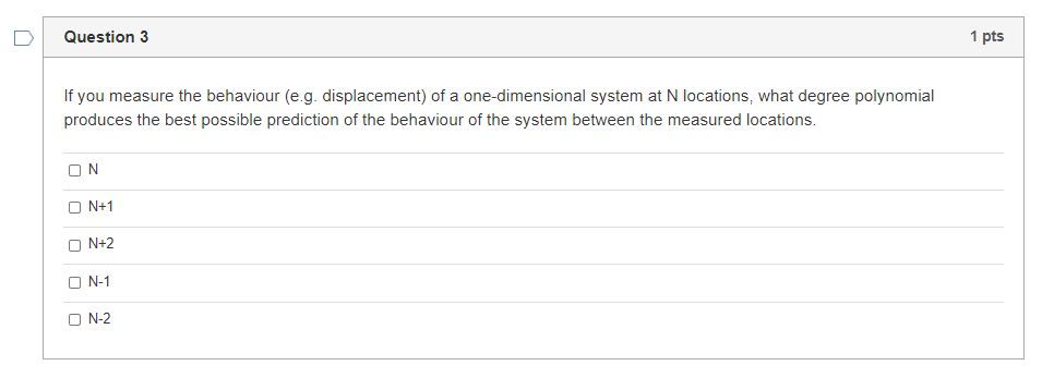 Solved U Question 3 1 pts If you measure the behaviour (e.g. | Chegg.com