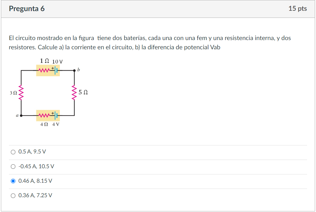 Solved El circuito mostrado en la figura tiene dos baterías, | Chegg.com