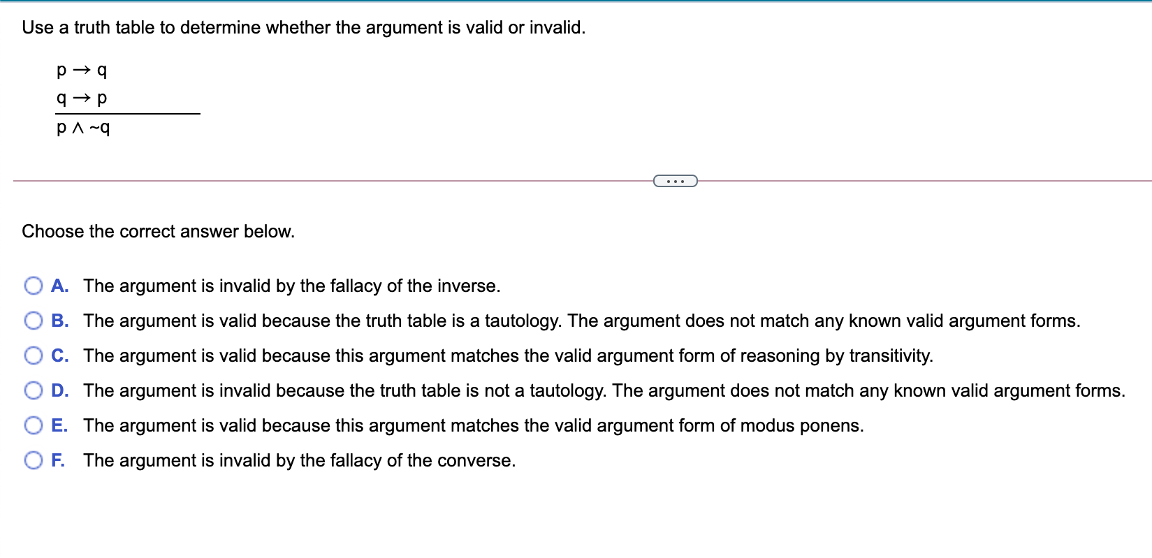Solved Use a truth table to determine whether the argument | Chegg.com