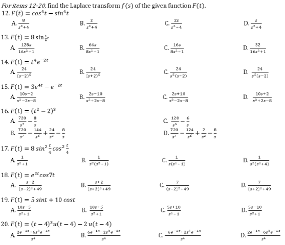 Solved A. D. 32 D. 165+1 D. 24 s(8-2) D. 105+2 5 +25-8 For | Chegg.com