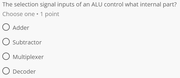 Solved The selection signal inputs of an ALU control what | Chegg.com