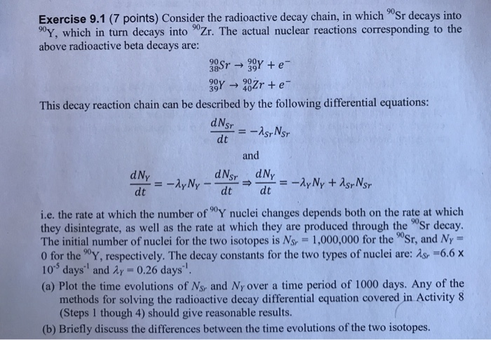 Exercise 9.1 (7 points) Consider the radioactive | Chegg.com
