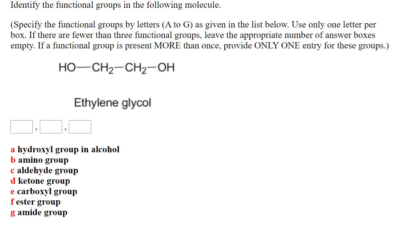 Solved Identify the functional groups in the following | Chegg.com