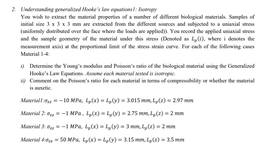 Solved 2. Understanding generalized Hooke's law equations l: | Chegg.com