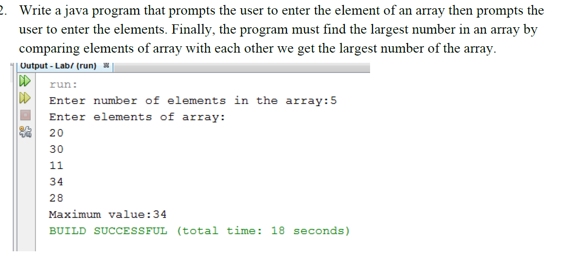 Solved 2. Write a java program that prompts the user to | Chegg.com