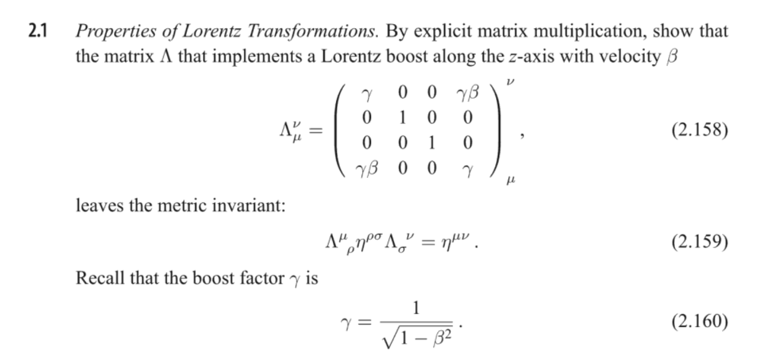 Solved Properties of Lorentz Transformations. By explicit | Chegg.com