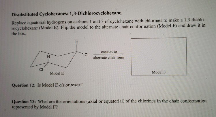 Solved Disubstituted Cyclohexanes: 1,3-Dichlorocyclohexane | Chegg.com