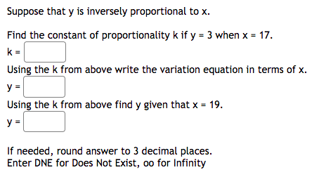 Solved Suppose that y is inversely proportional to x .Find | Chegg.com