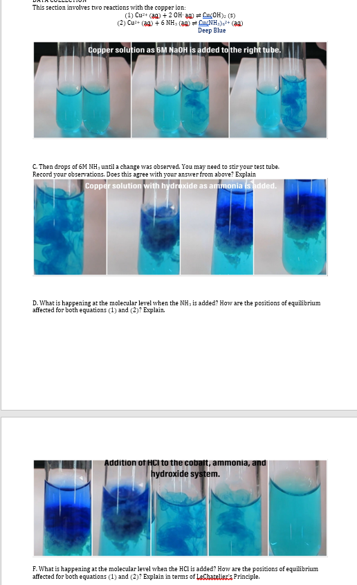 Solved A. In a test tube of~1mL of Cu2+ solution was | Chegg.com