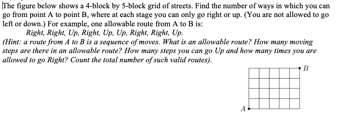 Solved The figure below shows a 4-block by 5-block grid of | Chegg.com