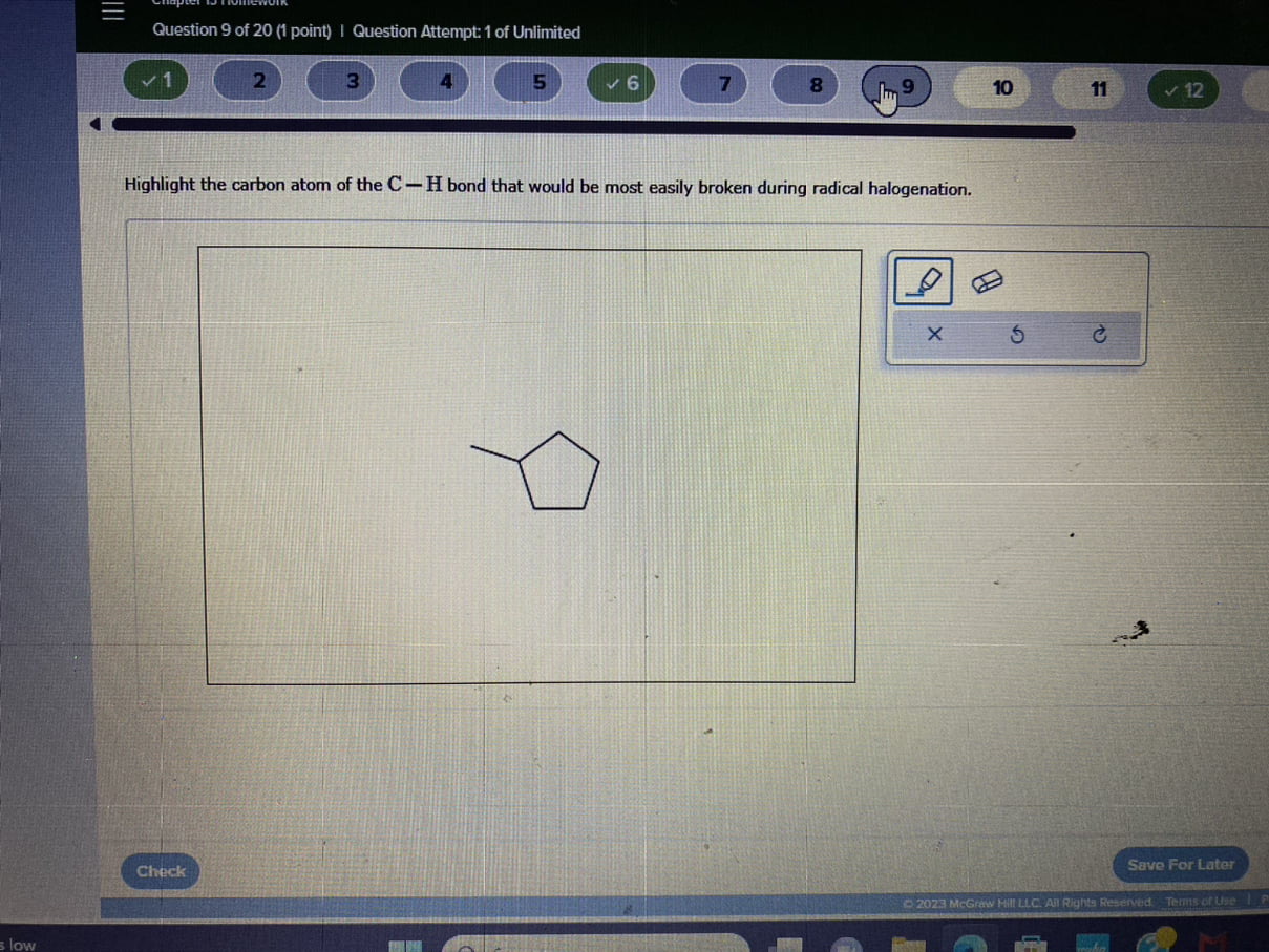Solved Highlight the carbon atom of the C−H bond that would | Chegg.com