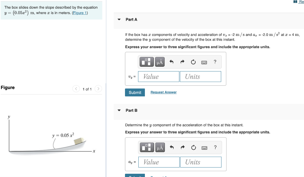 Solved Re The box slides down the slope described by the | Chegg.com
