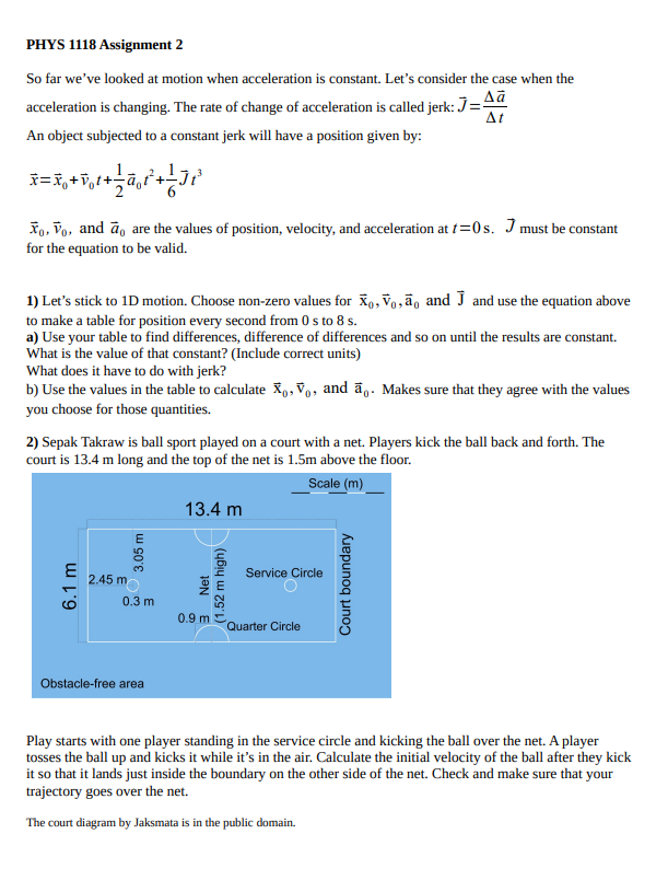 Solved PHYS 1118 ﻿Assignment 2So far we've looked at motion | Chegg.com