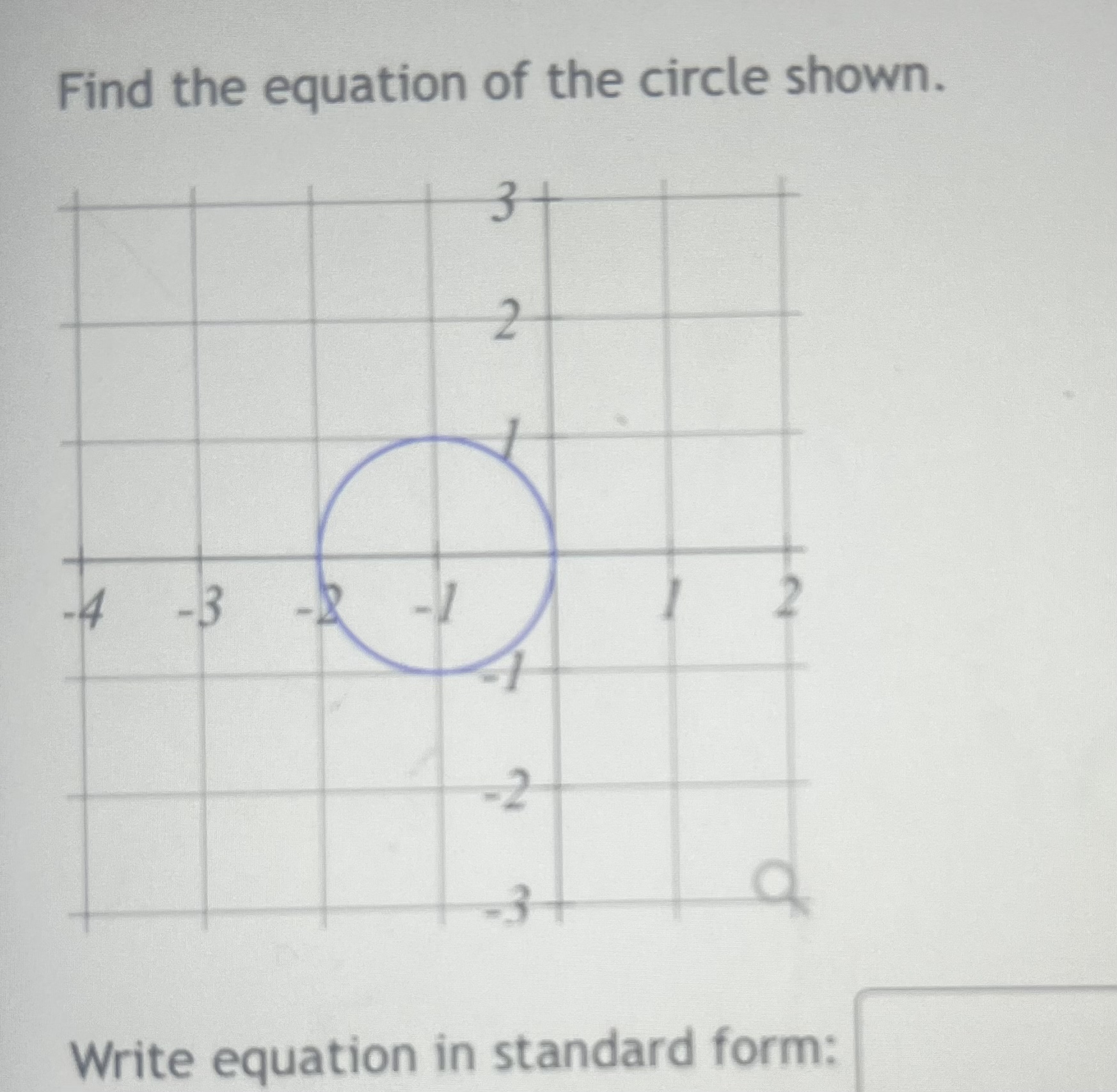 Solved Find the equation of the circle shown. Write equation | Chegg.com