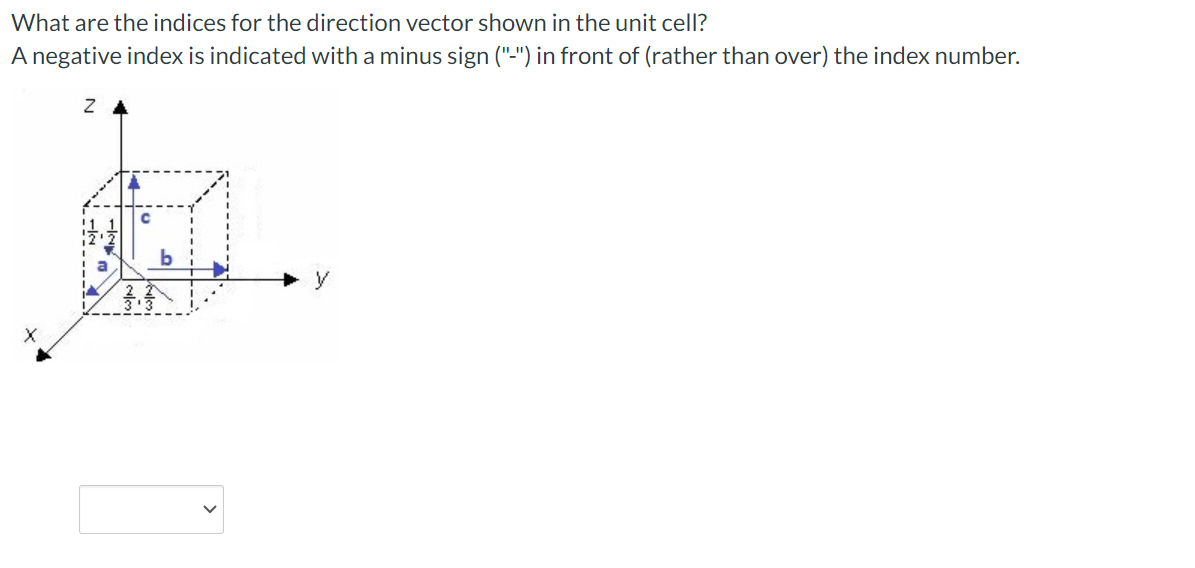Solved What are the indices for the direction vector shown | Chegg.com