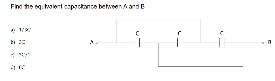 Solved Find the equivalent capacitance between A and B | Chegg.com