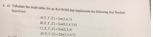 Solved 4. a) Tabulate the truth table for an 8x4 ROM that | Chegg.com
