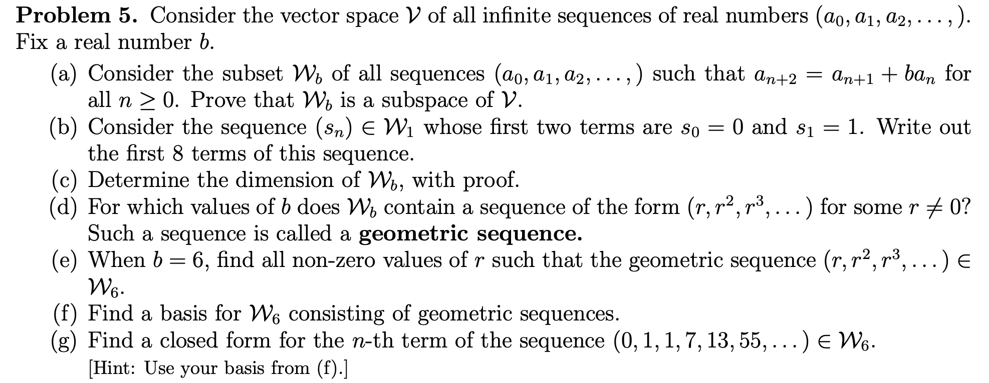 Solved Problem 5. Consider the vector space V of all | Chegg.com