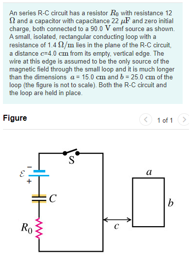 Solved An series R-C circuit has a resistor Ro with | Chegg.com