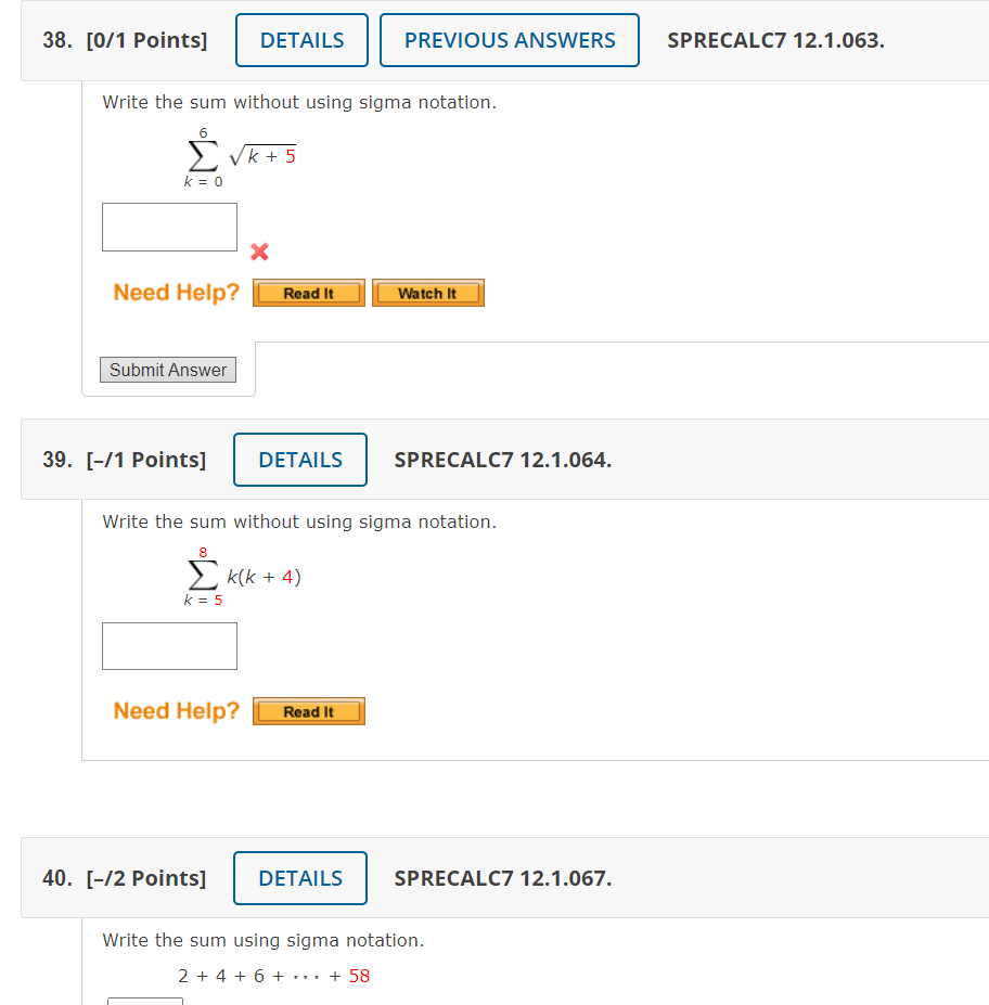 Solved 38. [0/1 Points] DETAILS PREVIOUS ANSWERS SPRECALC7 | Chegg.com
