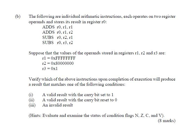 Solved The following are individual arithmetic instructions, | Chegg.com