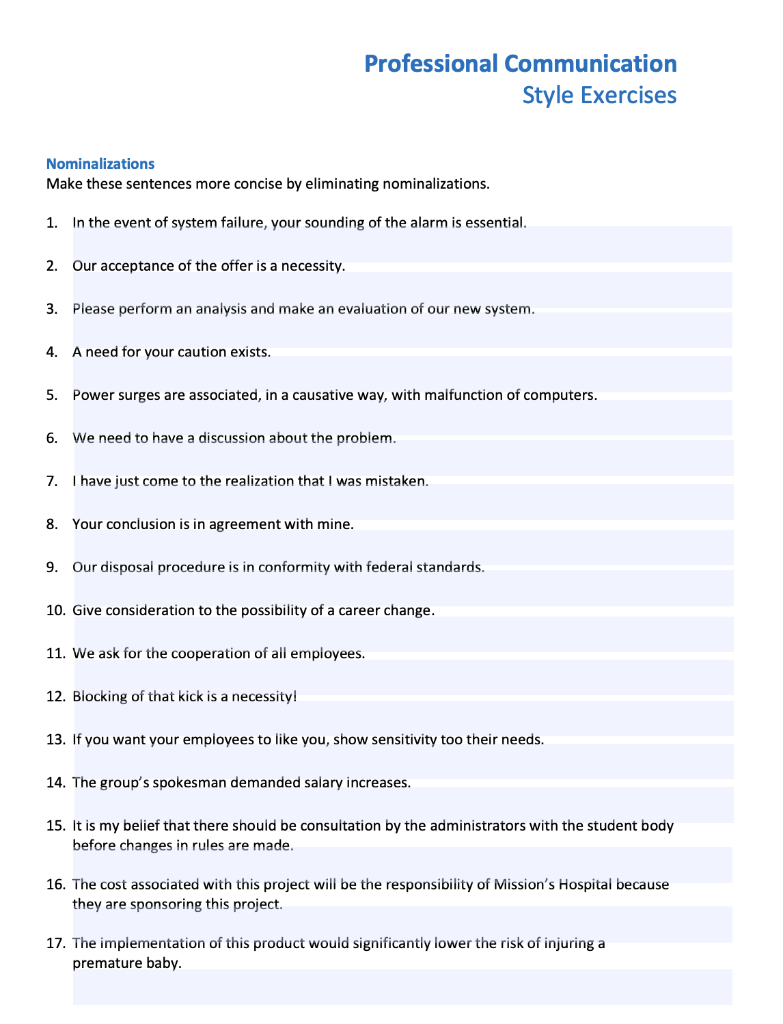 Solved Professional Communication Style Exercises | Chegg.com