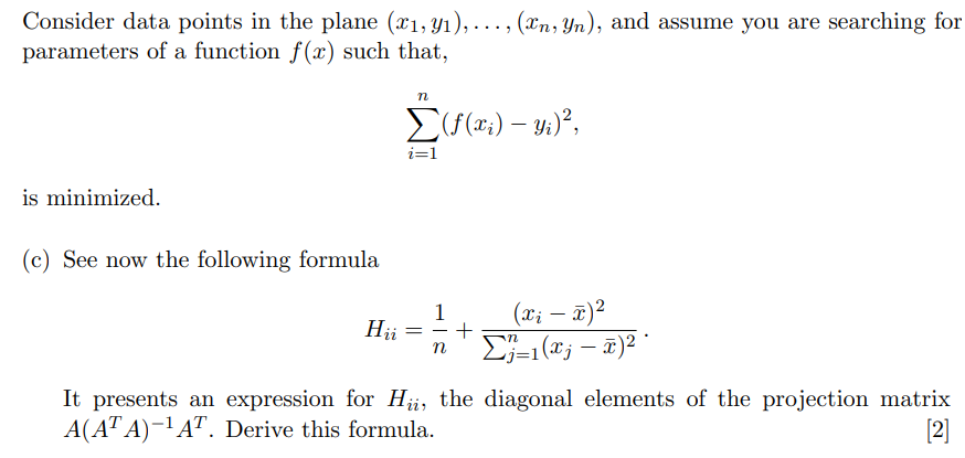 Solved Consider data points in the plane (x1,y1),…,(xn,yn), | Chegg.com