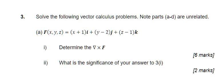 Solved 3. Solve the following vector calculus problems. Note | Chegg.com