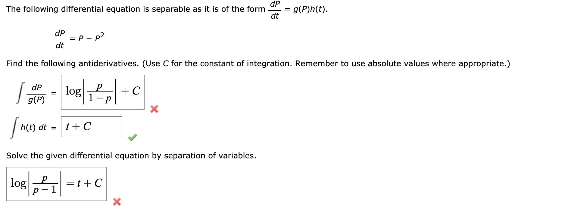 Solved The following differential equation is separable as | Chegg.com