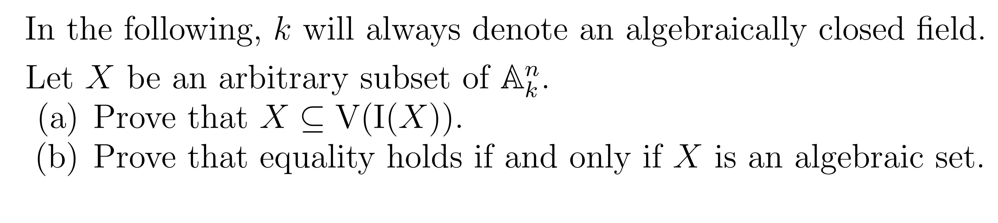 In the following, k will always denote an | Chegg.com