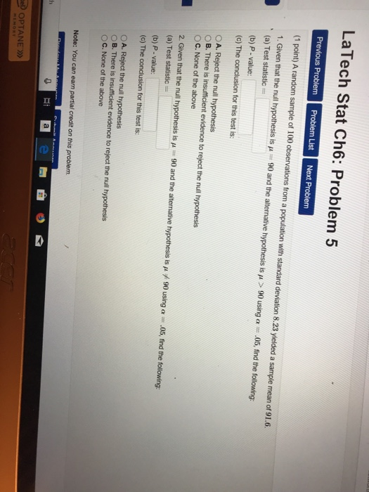 Solved LaTech Stat Ch6: Problem 5 (1 point) A random sample | Chegg.com