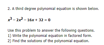 Solved A third degree polynomial equation is shown | Chegg.com