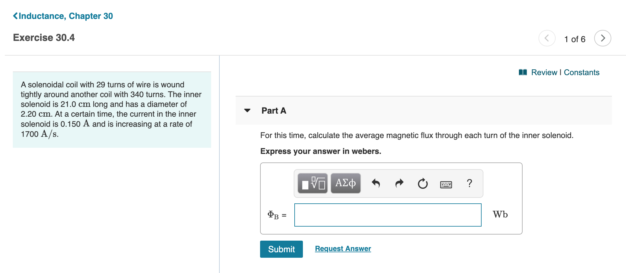 Solved ) II Review | Constants A solenoidal coil with 29 | Chegg.com