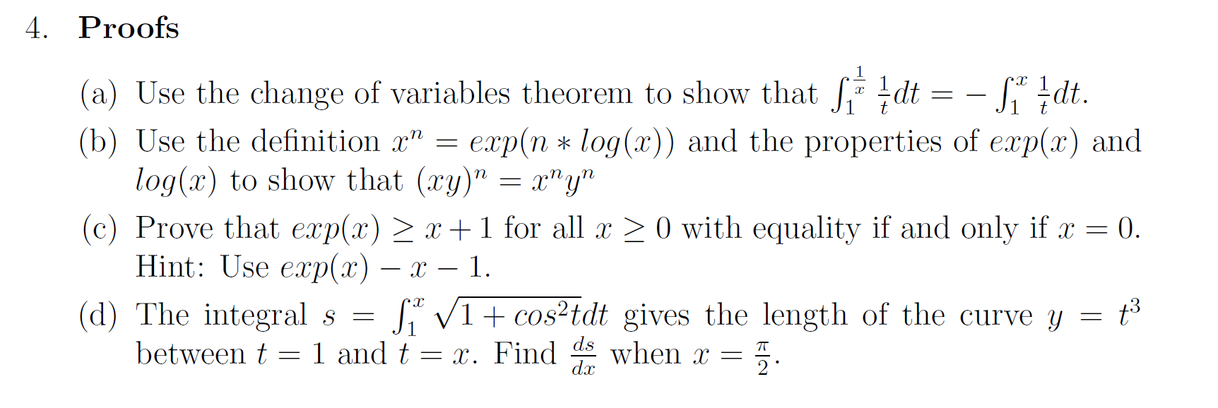 Solved 4. Proofs 1 (a) Use the change of variables theorem | Chegg.com