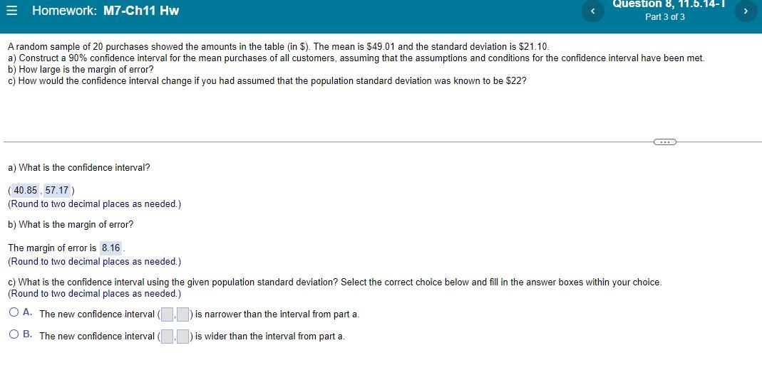 Solved = Homework: M7-Ch11 Hw Question 8, 11.5.14-1 Part 3 | Chegg.com