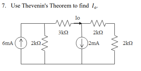 Solved 7. Use Thevenin's Theorem to find Io. | Chegg.com