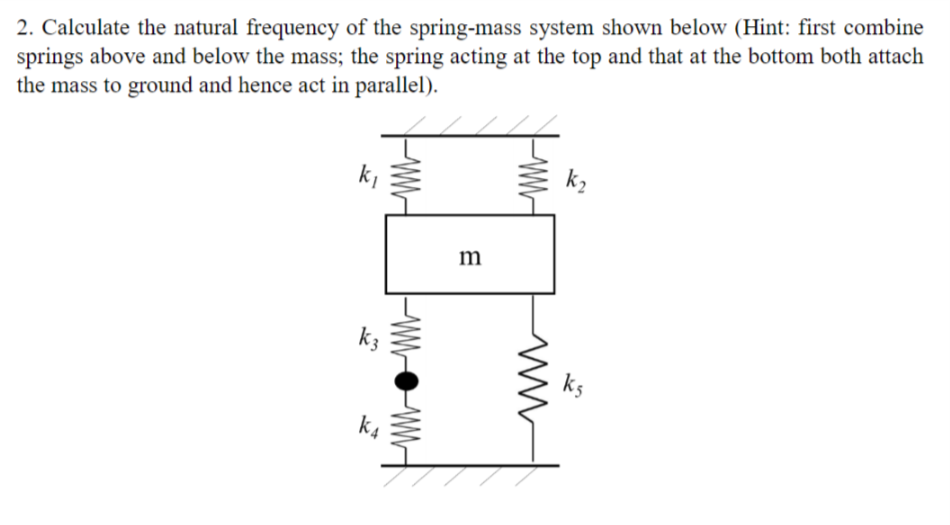 Solved 2. Calculate the natural frequency of the spring-mass | Chegg.com