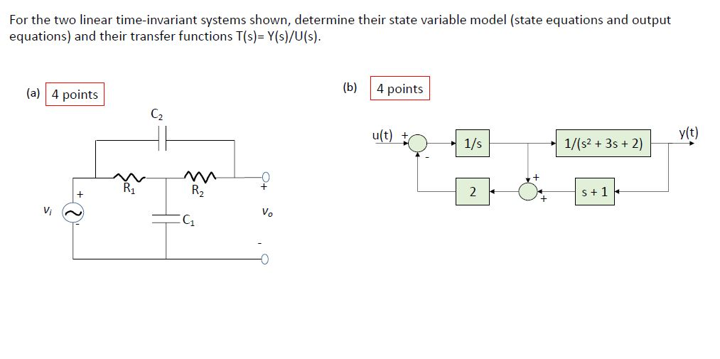 Solved For the two linear time-invariant systems shown, | Chegg.com