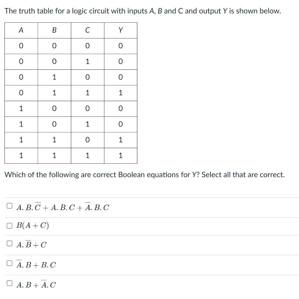 Solved The truth table for a logic circuit with inputs A, B | Chegg.com
