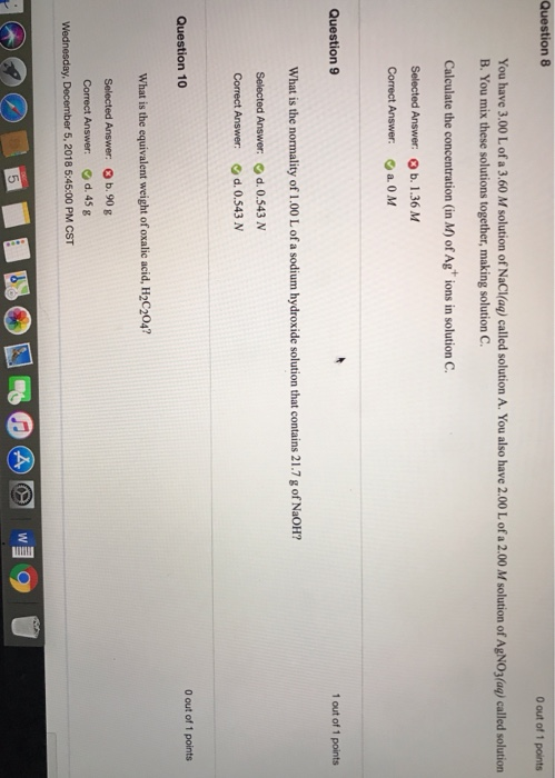 Solved Question 8 0 out of 1 points You have 3.00 L of a | Chegg.com