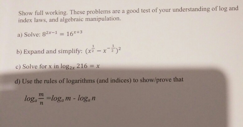 Solved how full working. These problems are a good test of | Chegg.com
